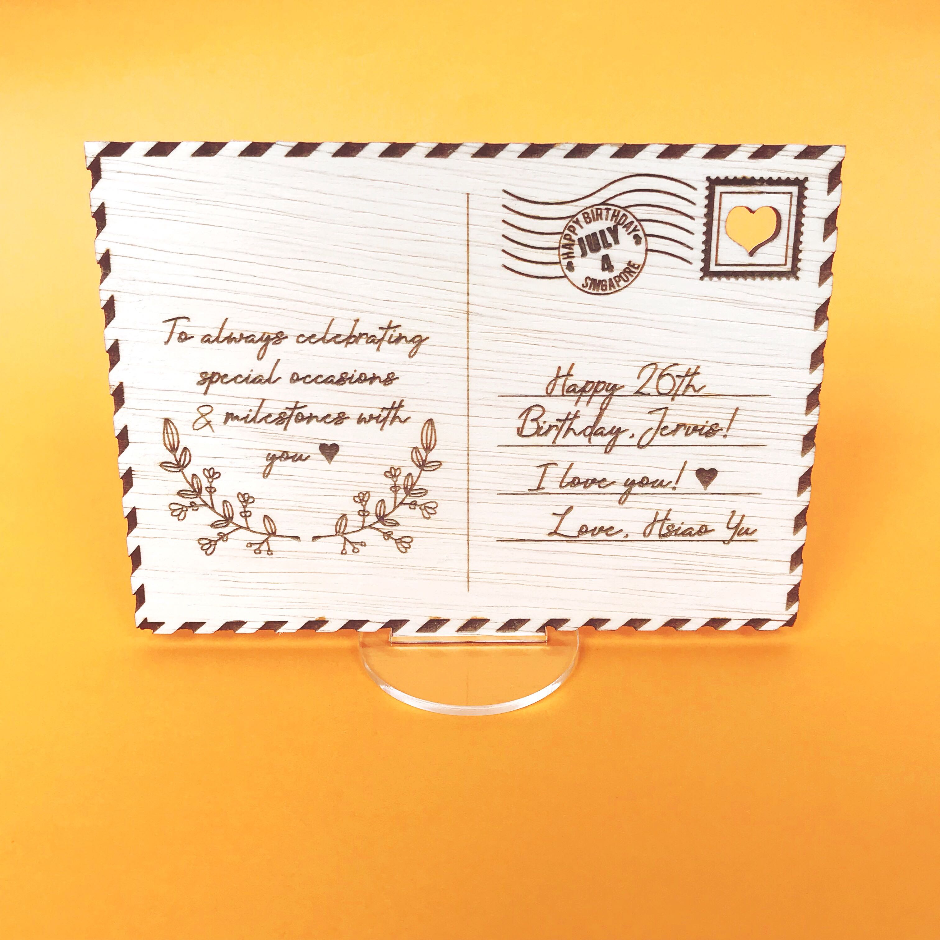 Engraved Message Wooden / Acrylic Postcard - Ohfriday!