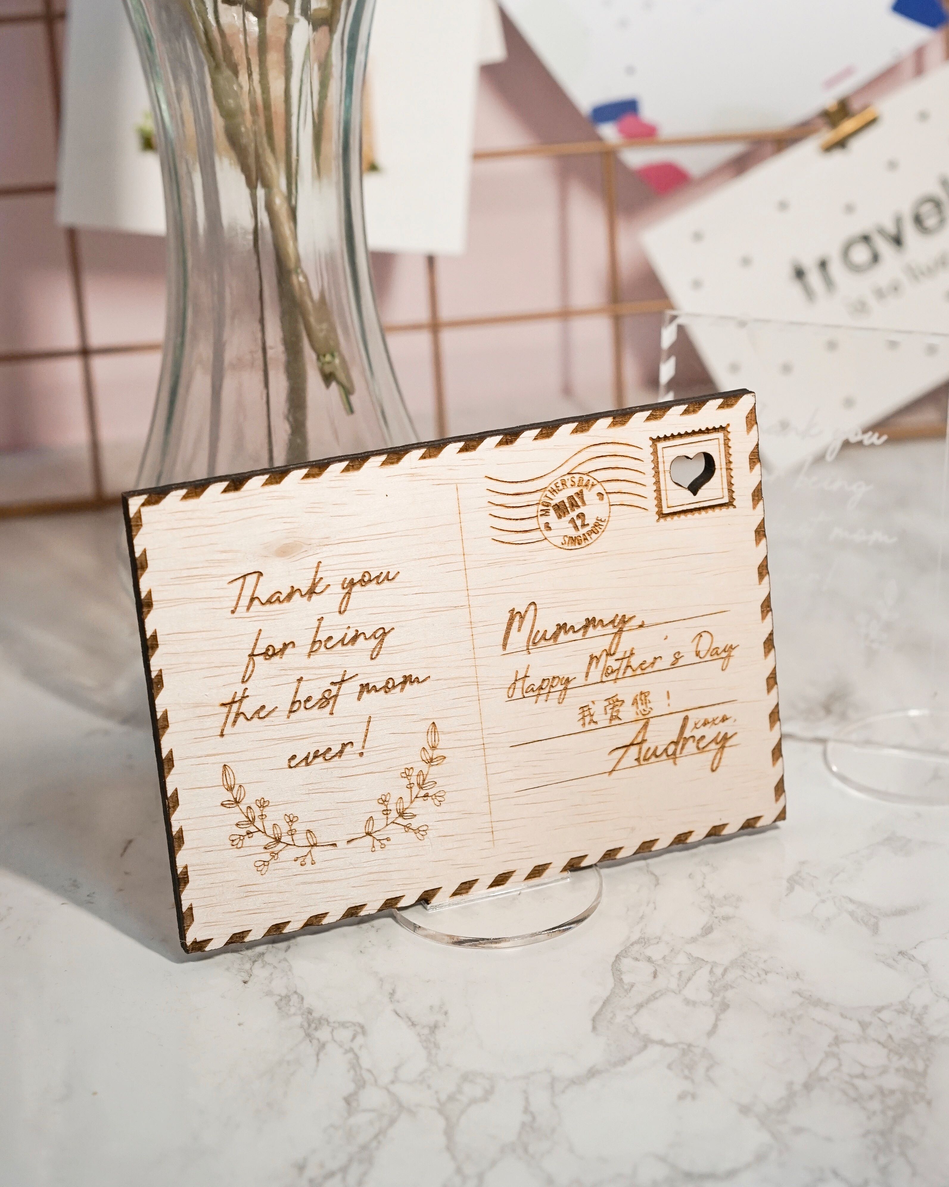 Engraved Message Wooden / Acrylic Postcard - Ohfriday!
