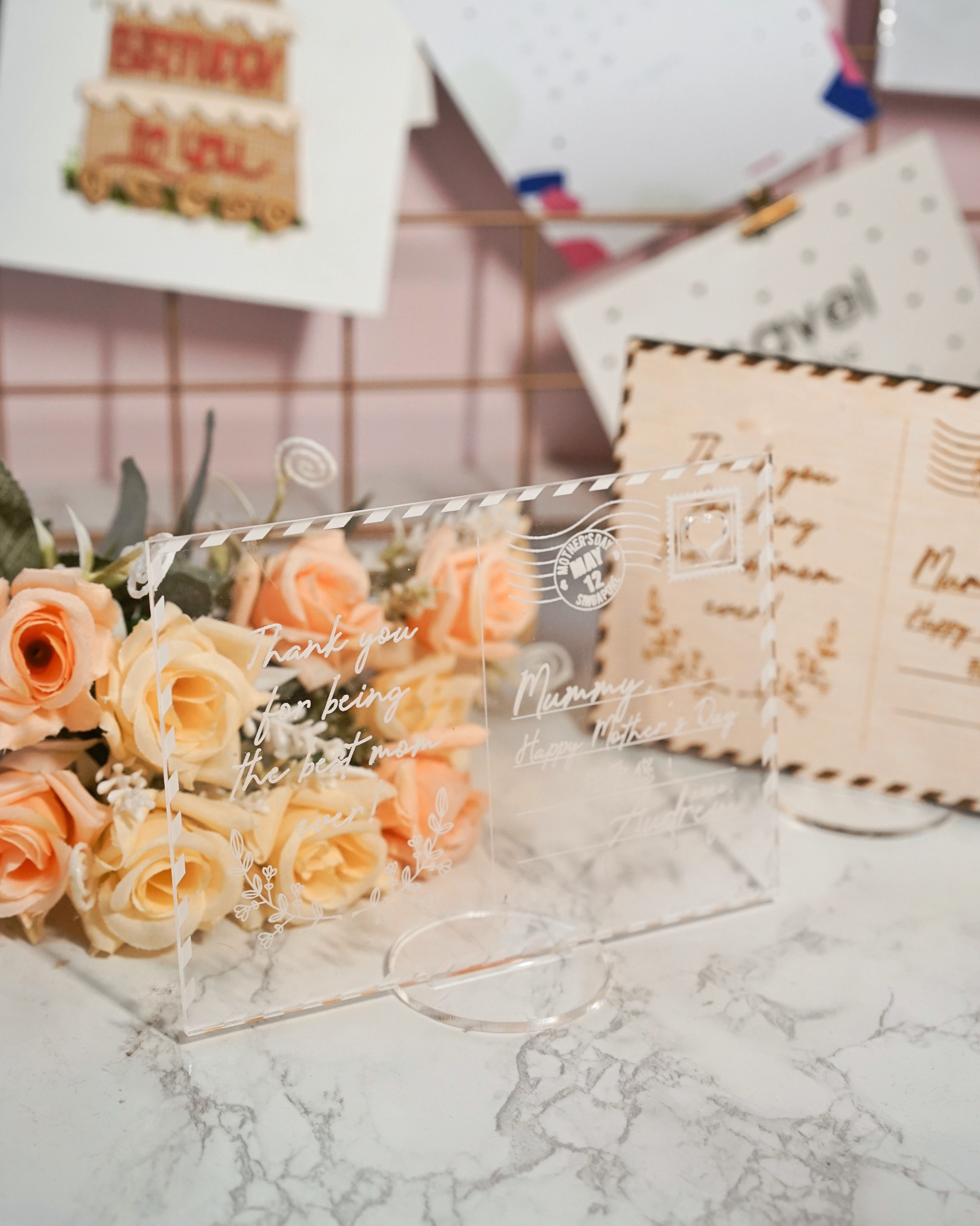 Engraved Message Wooden / Acrylic Postcard - Ohfriday!